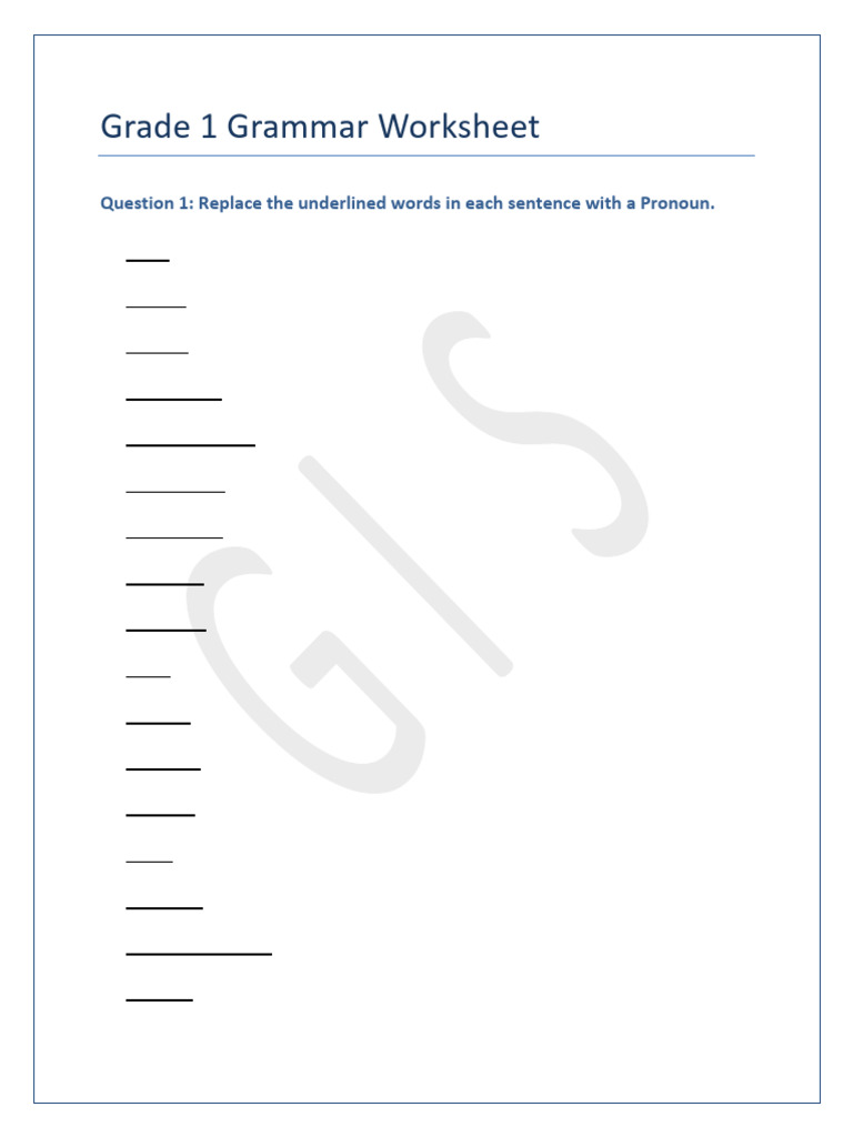 Grade1 Grammar Worksheet | PDF