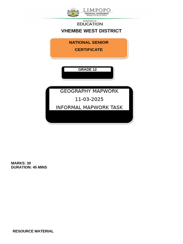 Informal Mapwork Task 123047 Pdf Geographic Information System Map