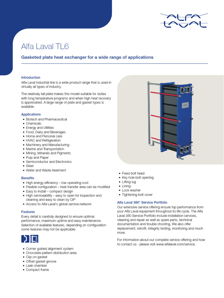 alfa-laval-tl6-product-leaflet-en | PDF | Mechanical Engineering