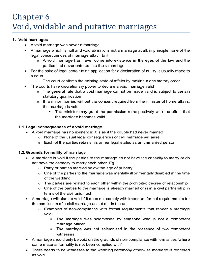 Understanding Void, Voidable, and Putative Marriages | PDF | Annulment ...