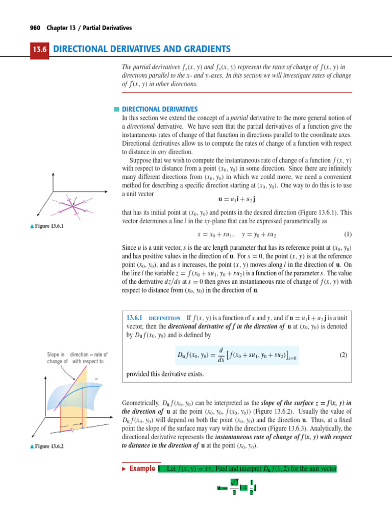 13.6 Directional Derivatives and Gradients | PDF | Derivative | Gradient