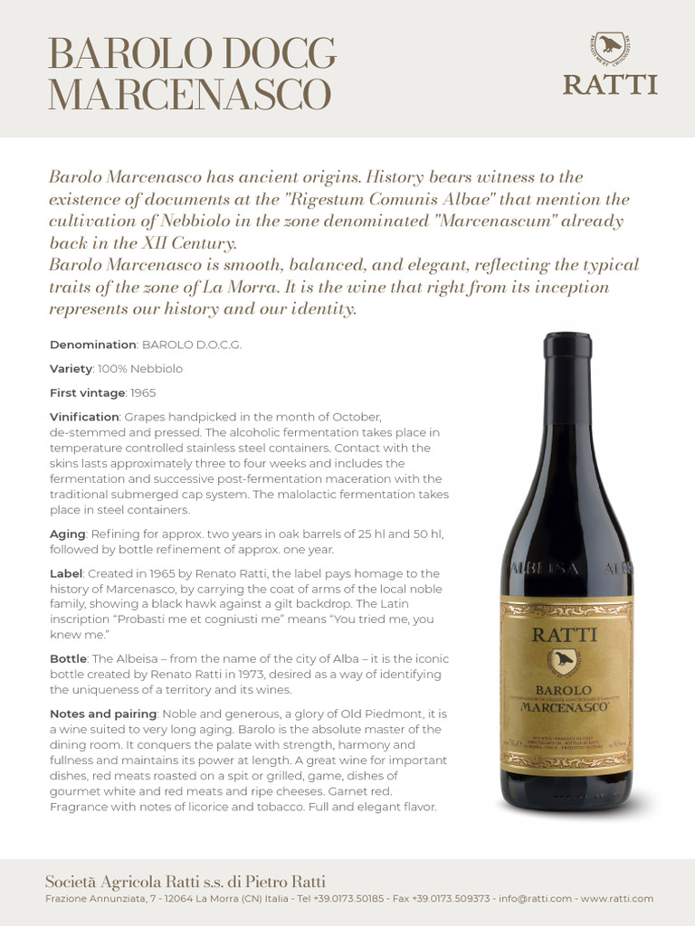 HD Ratti Scheda Tecnica Barolo Marcenasco - EN | PDF