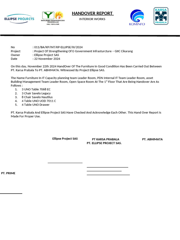 contoh HANDOVER | PDF