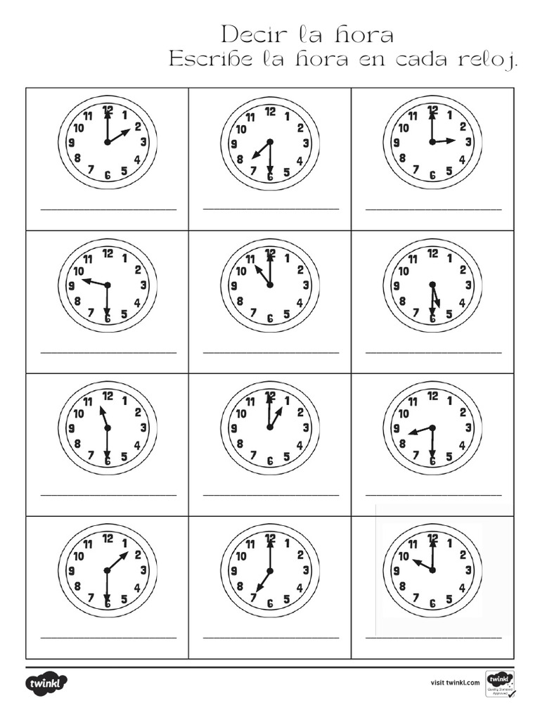 ES T N 5117B Decir La Hora en Punto y Media Ficha de Actividad Fuente ...