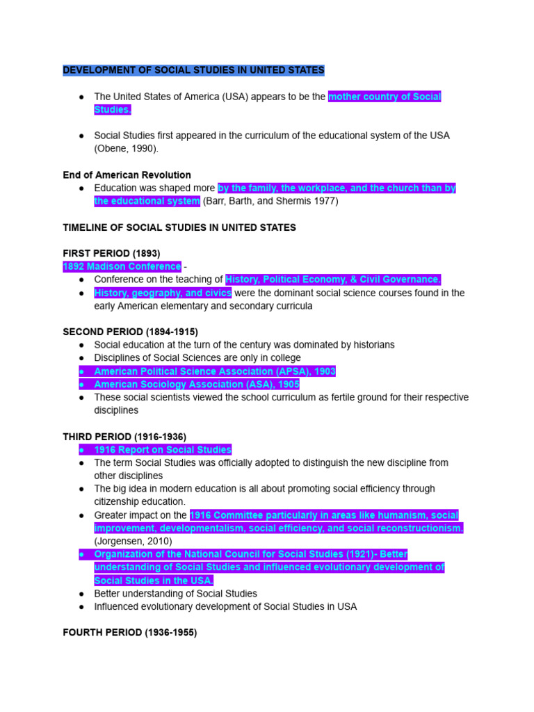 Evolution of Social Studies in the USA | PDF | Social Sciences | Science
