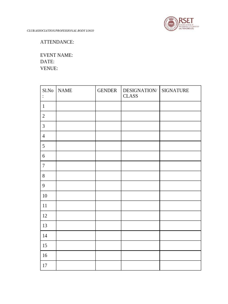 Gender Wise Attendance Sheet | PDF