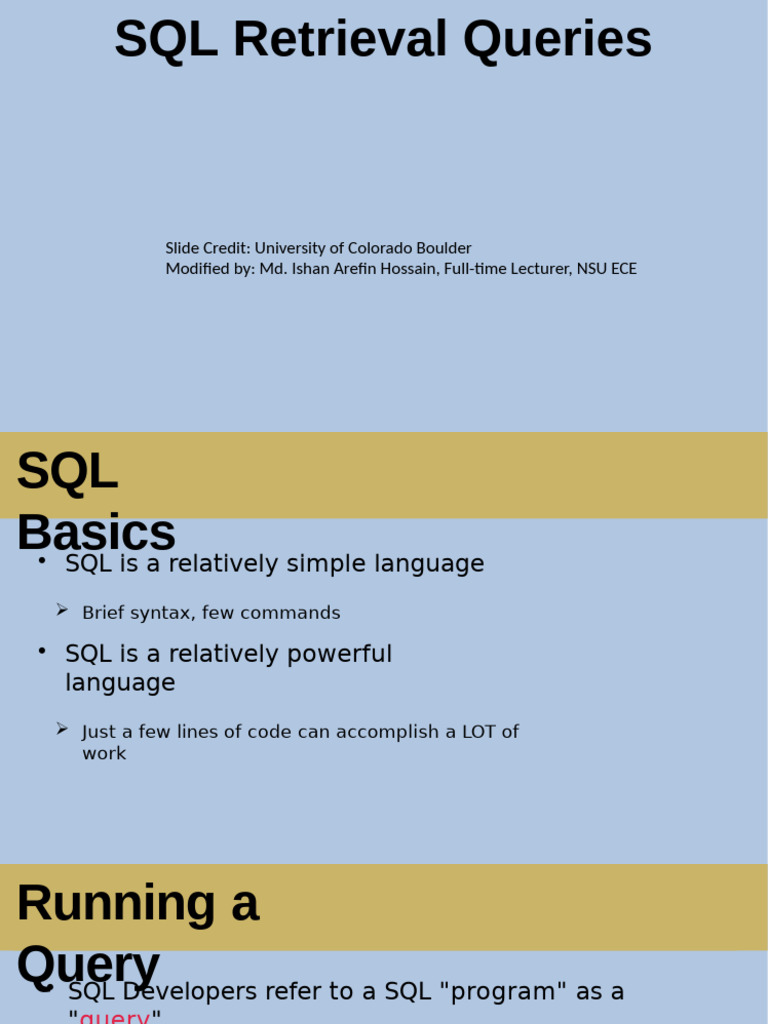CSE311_IAH_Slide06_SQL _Retrival_Queries | PDF | Relational Database | Sql