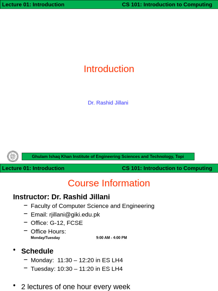 ITC Lect 01 (Introduction) | PDF | Personal Computers | Laptop