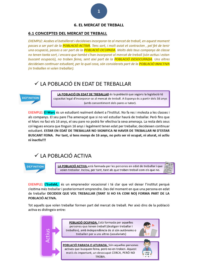 Unitat 6. El Mercat de Treball | PDF