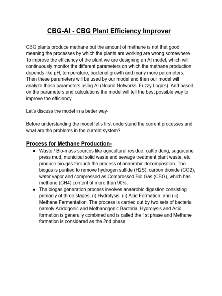 CBG-Ai - CBG Plant Efficiency Improver | PDF | Biogas | Anaerobic Digestion