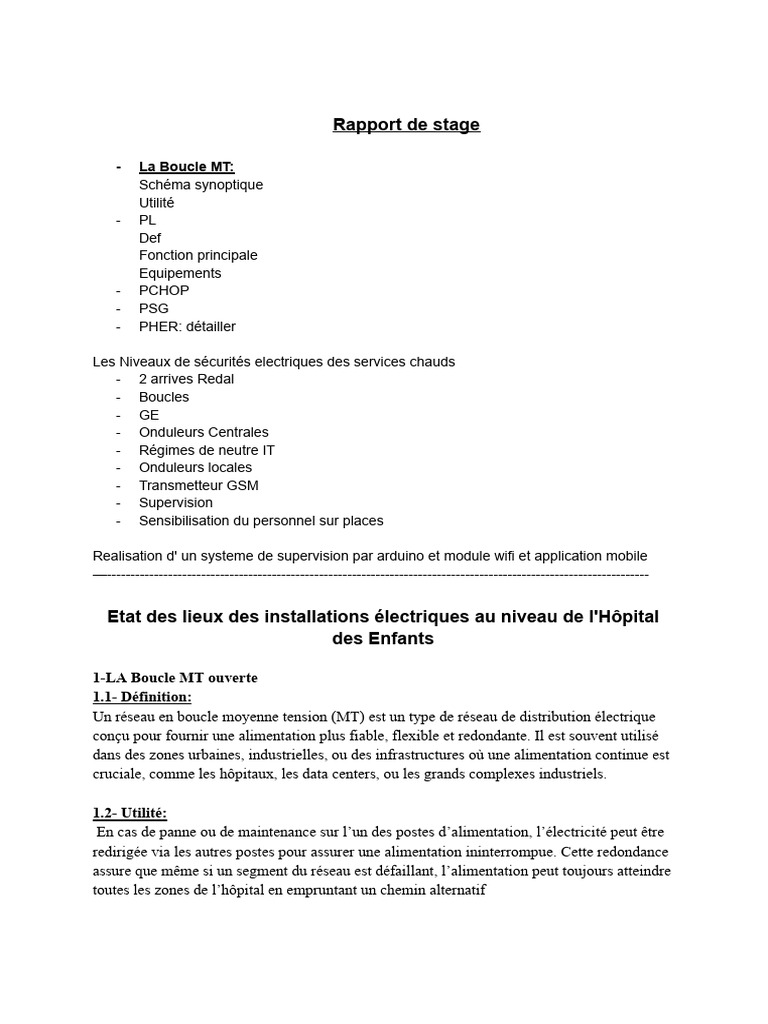 Rapport sur l'installation électrique hospitalière | PDF ...