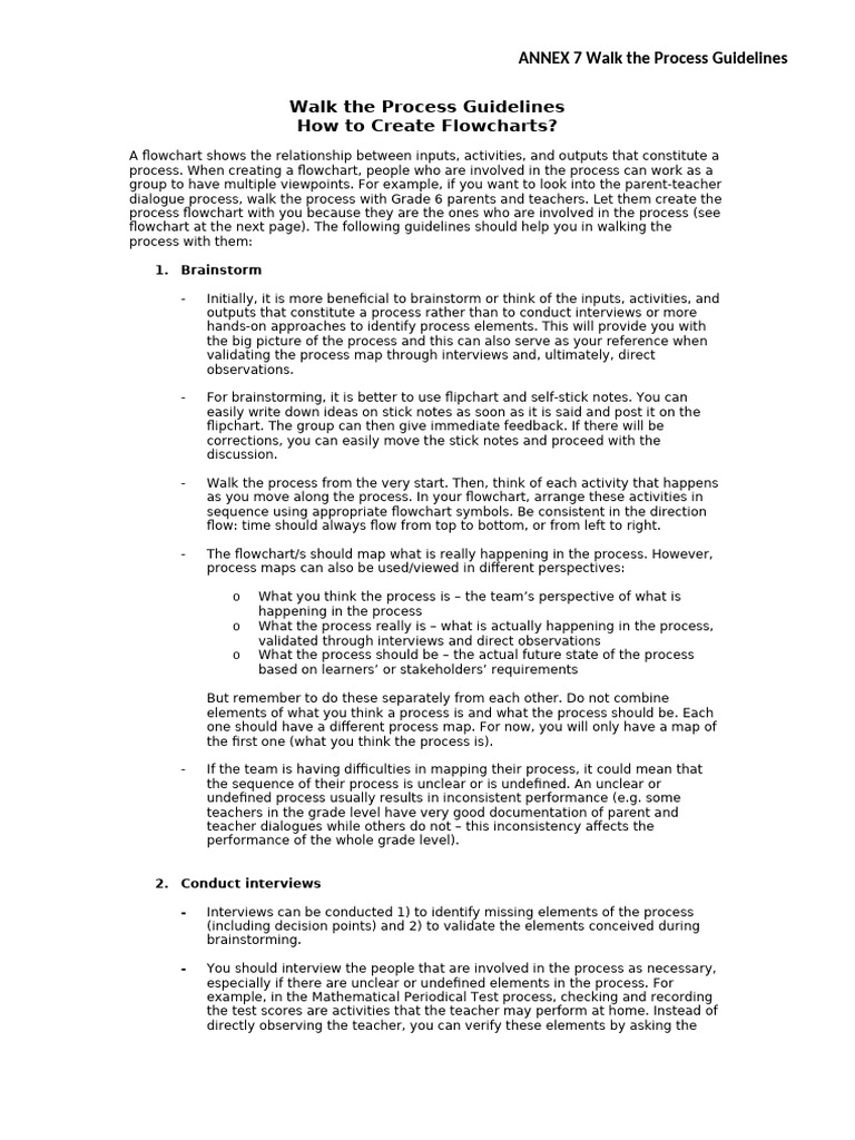 SIP Annex 7 - Walk The Process Guidelines. | PDF | Learning | Cognition
