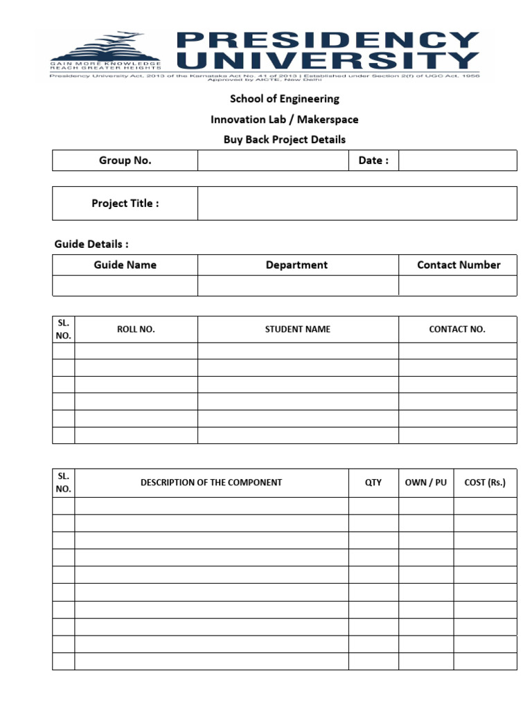 Component list-Buy Back Form | PDF