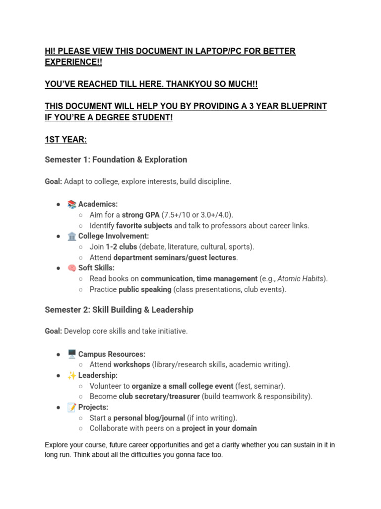 3-Year College Success Blueprint | PDF | Learning