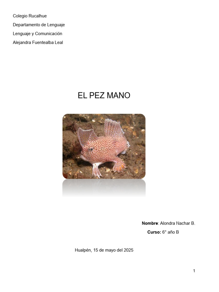 El Peculiar Pez Mano y Su Alimentación | PDF | Pescado | Depredación