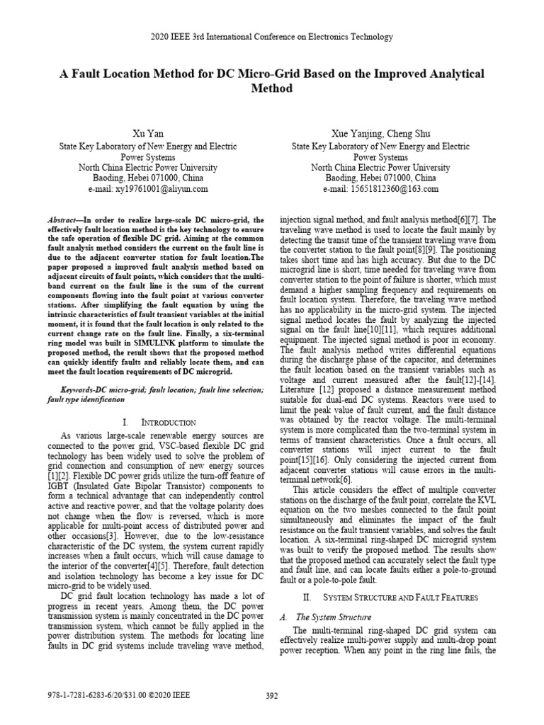 A Fault Location Method For DC Micro-Grid Based On The Improved Analytical Method | PDF | Direct ...