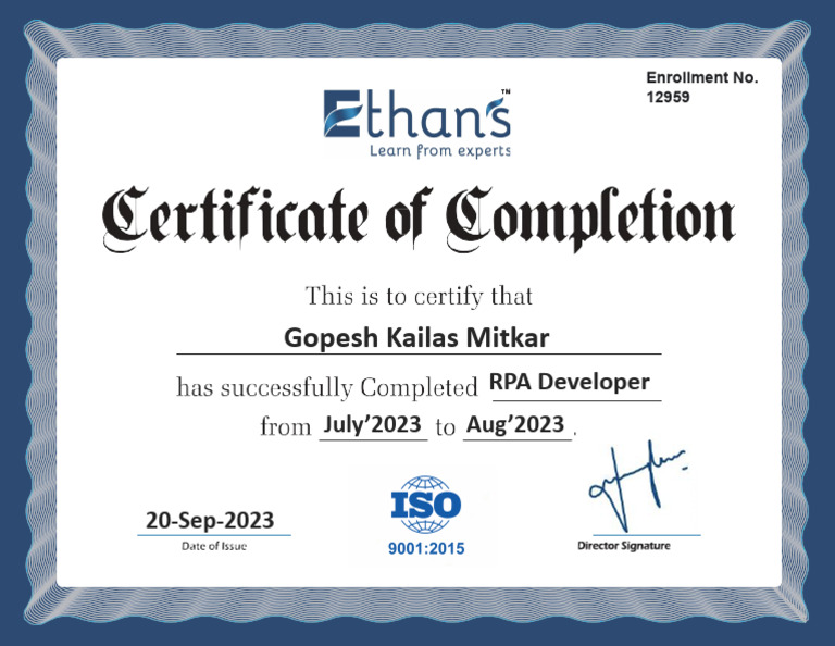 RPA Developer Certificate | PDF
