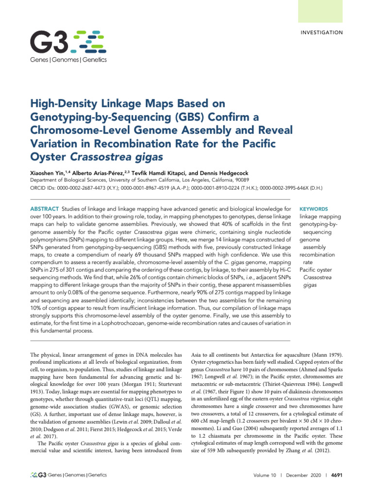 High-Density Linkage Maps Based on Genotyping-by-Sequencing (GBS) Confirm a Chromosome-Level ...