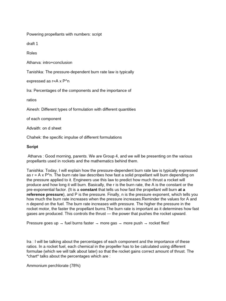 Powering Propellants With Numbers_ Script | PDF | Rocket Propellant ...