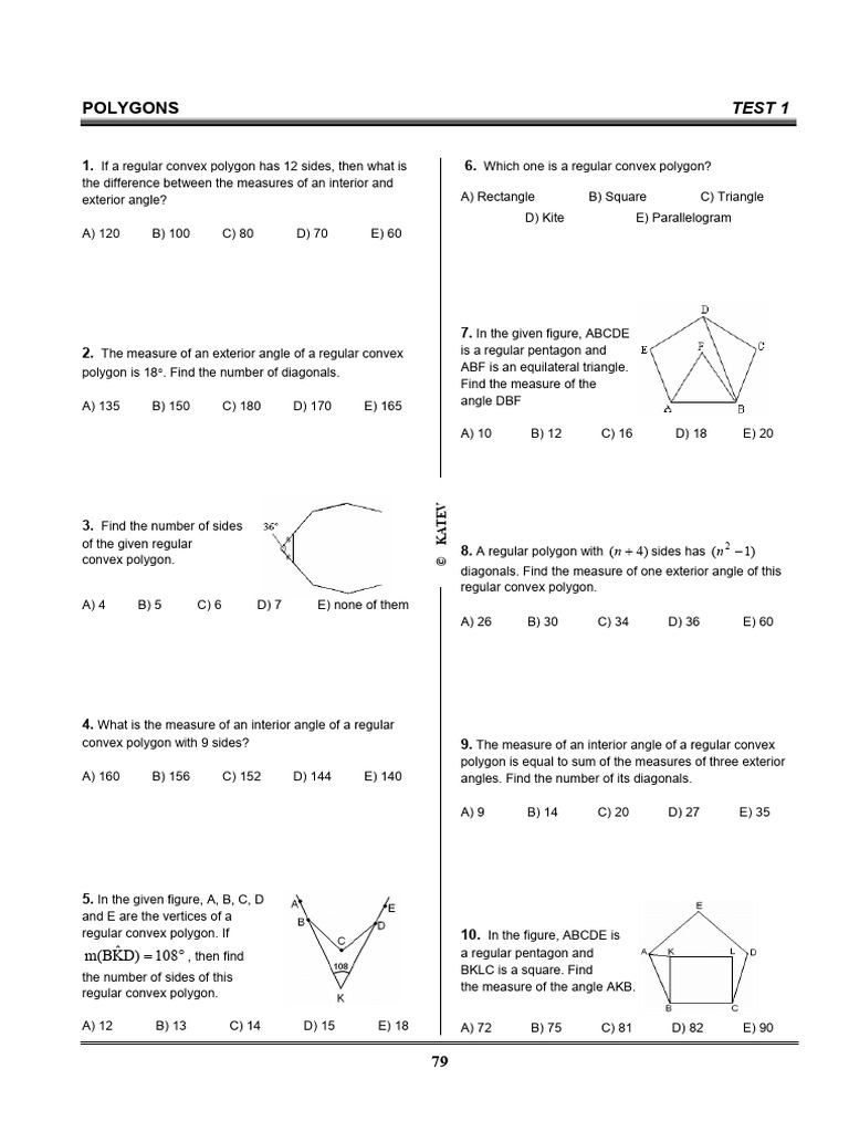 Polygons: Test 1 | PDF | Euclidean Plane Geometry | Elementary Geometry