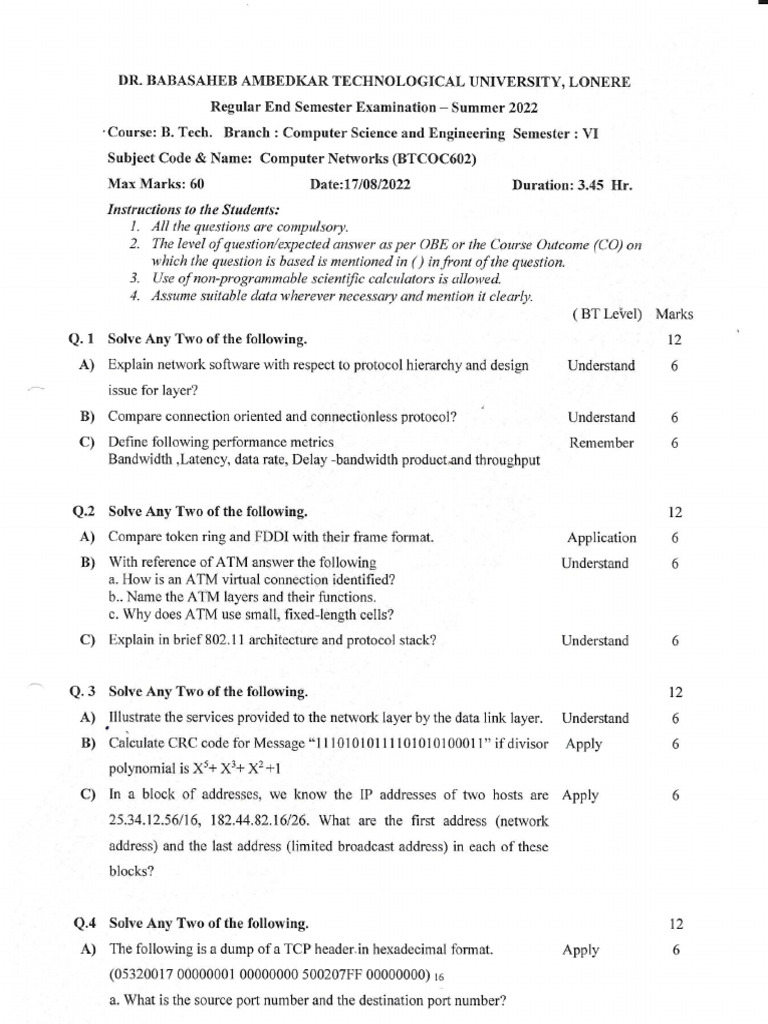 Computer Networks - 17-8-2022 | PDF
