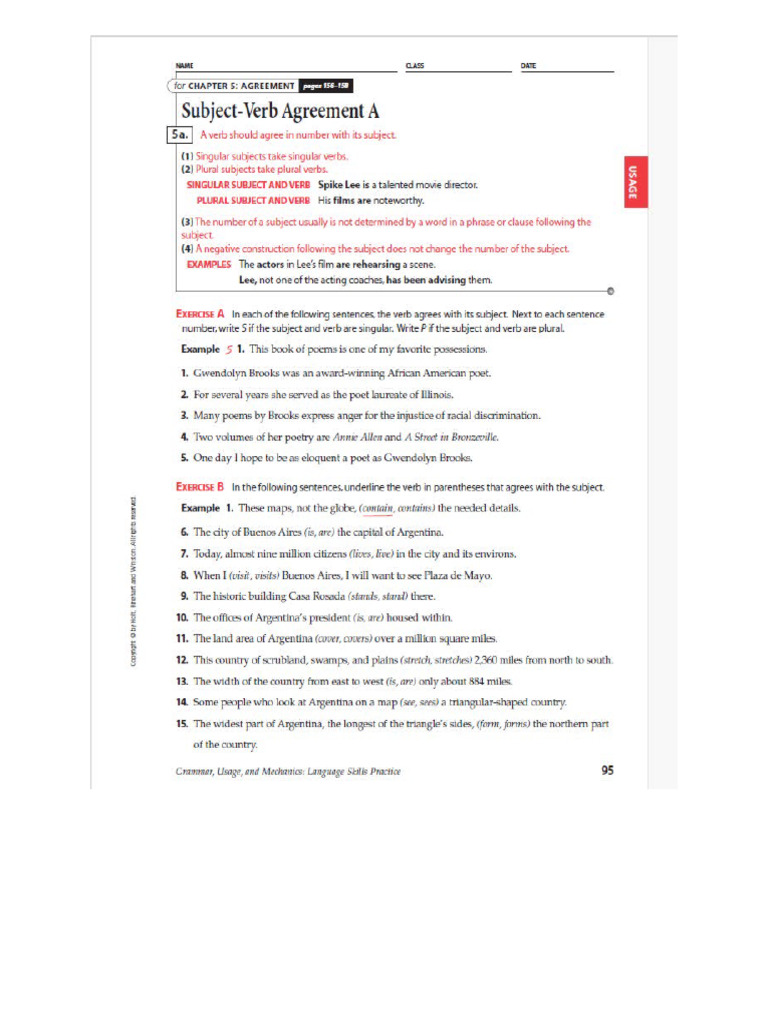 Subject Verb Agreement | PDF