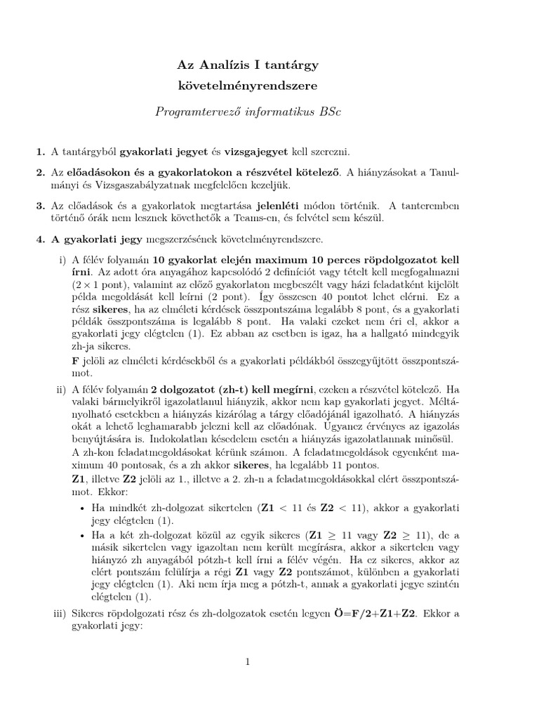 An1 Követelmény | PDF