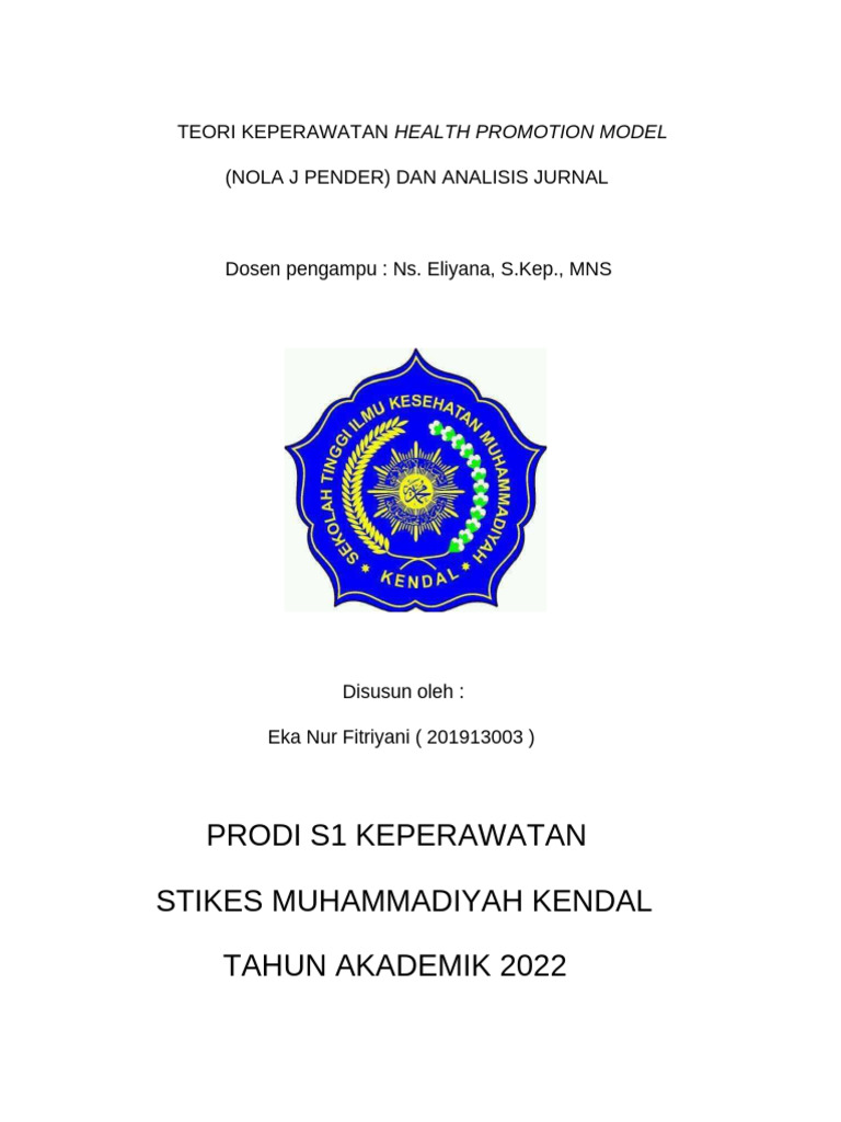 TEORI KEPERAWATAN HPM (Nola J Pender) | PDF