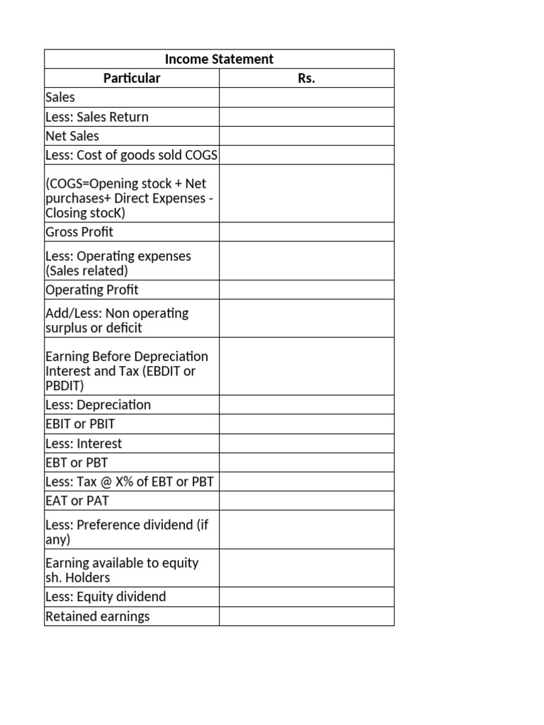 Income Statement | PDF