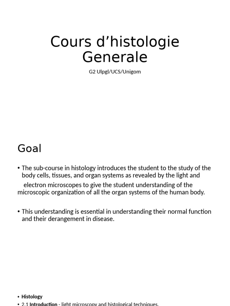 Cours D'histologie Generale | PDF | Immunohistochimie | Histologie