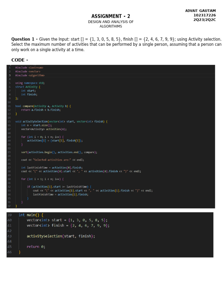 Assignment - 2: Question 1 | PDF
