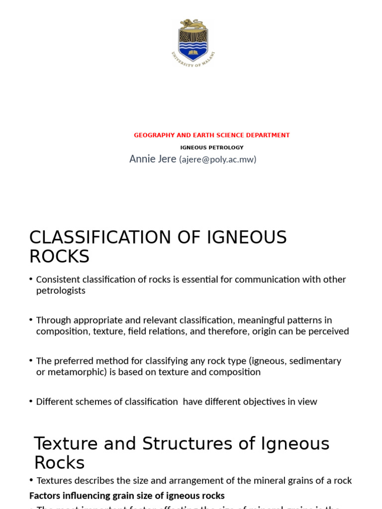 Lecture3-Classification of Igneous Rocks | PDF | Igneous Rock | Rock (Geology)