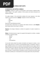 Coordination in Animals | PDF | Stimulus (Physiology) | Nervous System