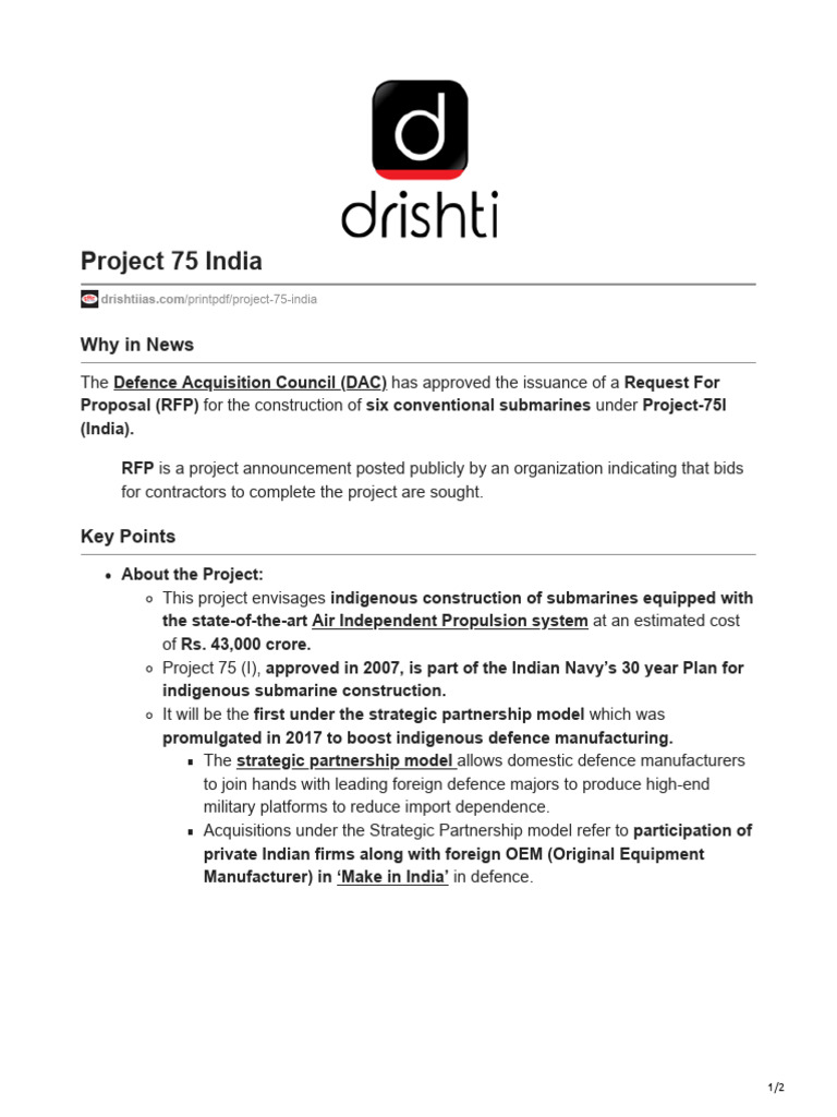 1631102005-project-75-india | PDF | Warships | Submarines