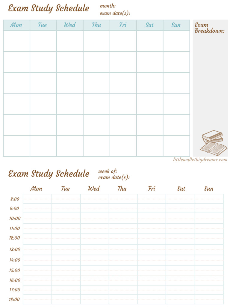 Exam Study Schedule A4-LWBD | PDF