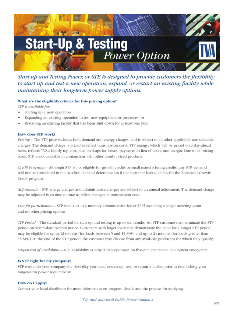 STP: Flexible Power for Start-ups & Testing | PDF | Pricing | Demand