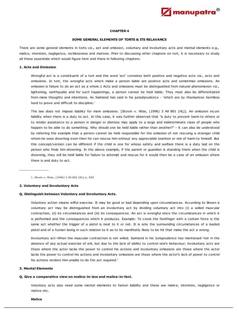 4 Tort General Elements | PDF | Legal Liability | Tort