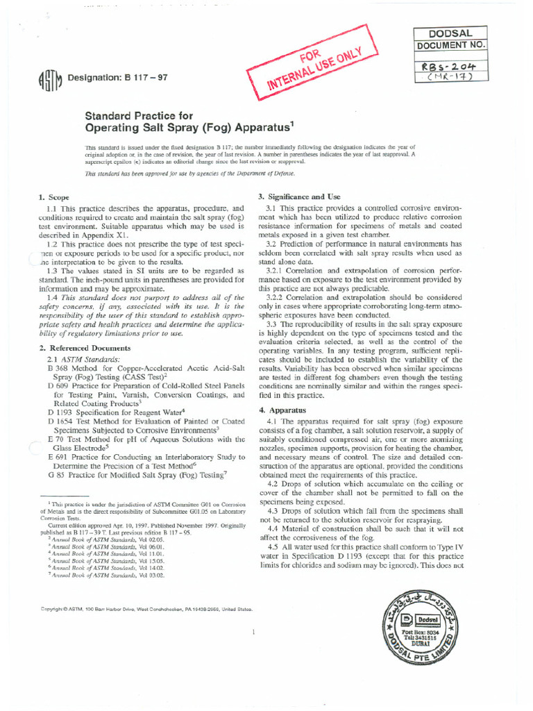 Astm - B - 117 - 97 | PDF