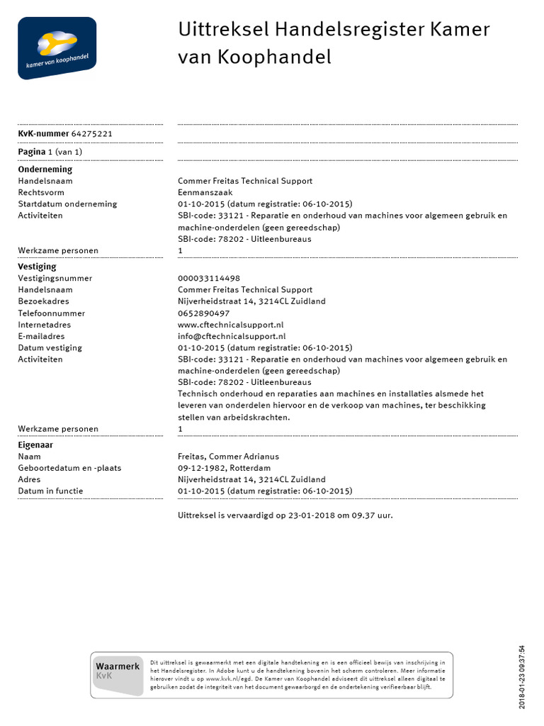 Kvk-Nummer Pagina Onderneming | PDF
