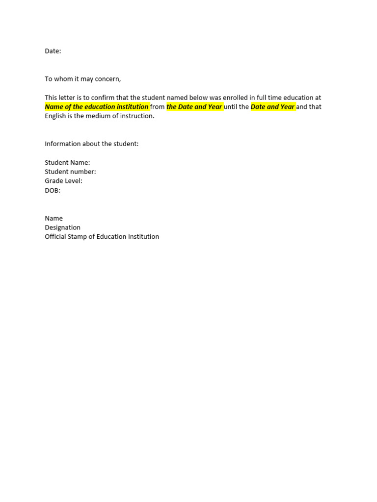 ELR Template Letter | PDF