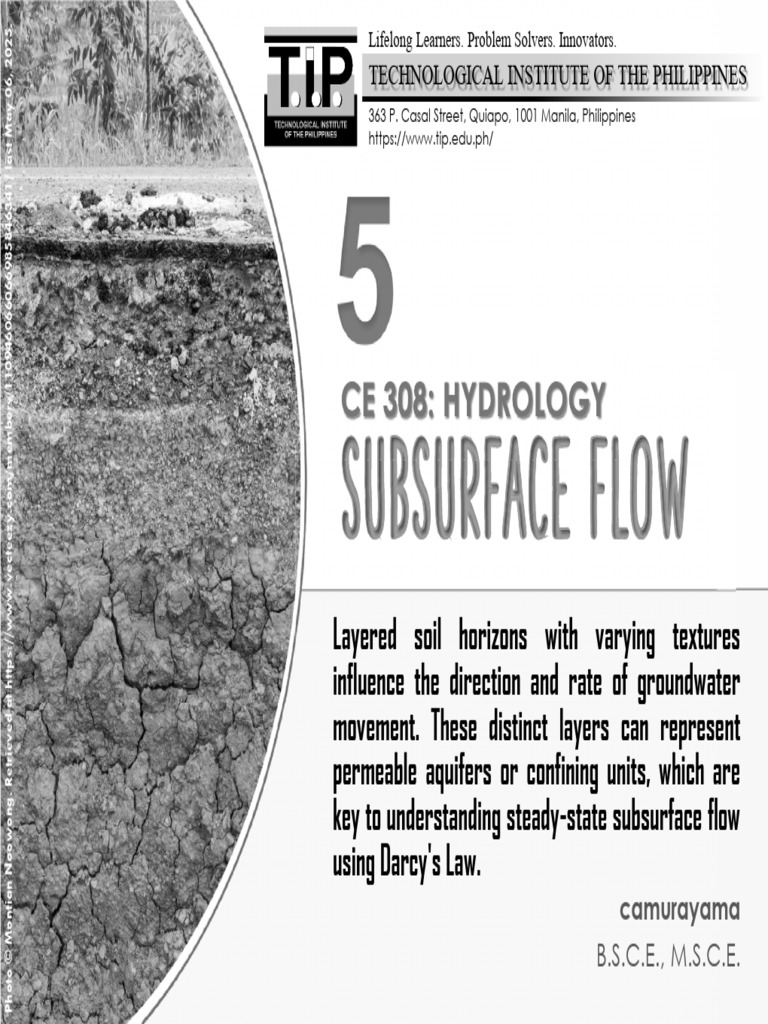Lesson No.05 - Basic Subsurface Flow | PDF | Aquifer | Groundwater