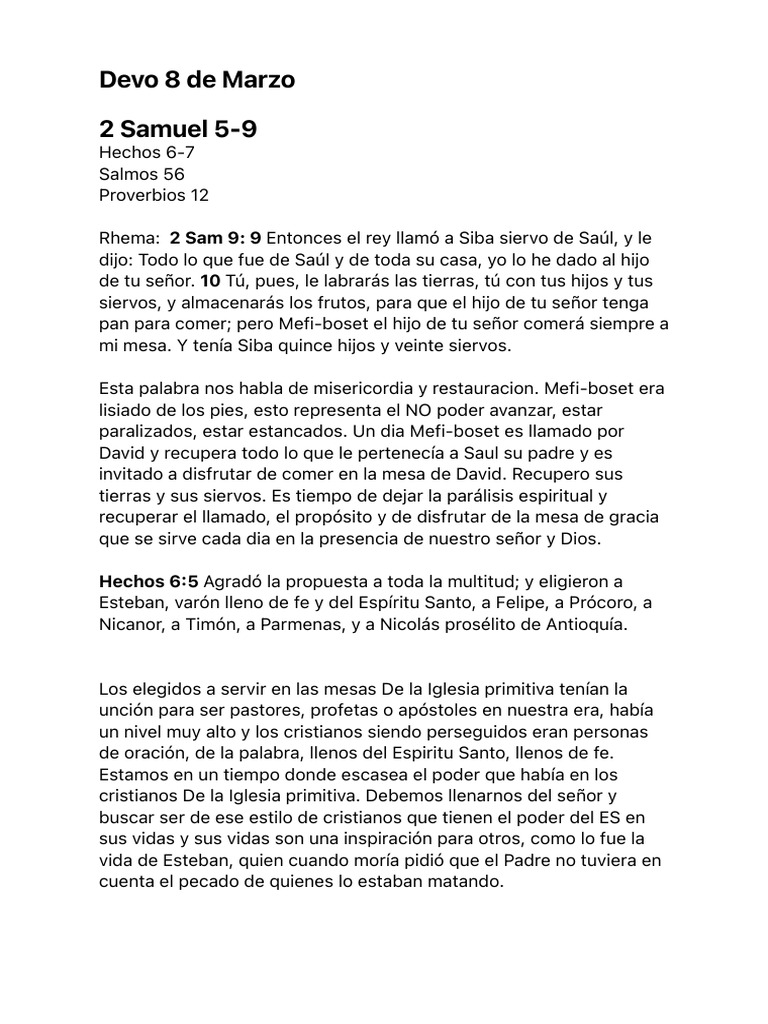Devo 8 de Marzo | PDF
