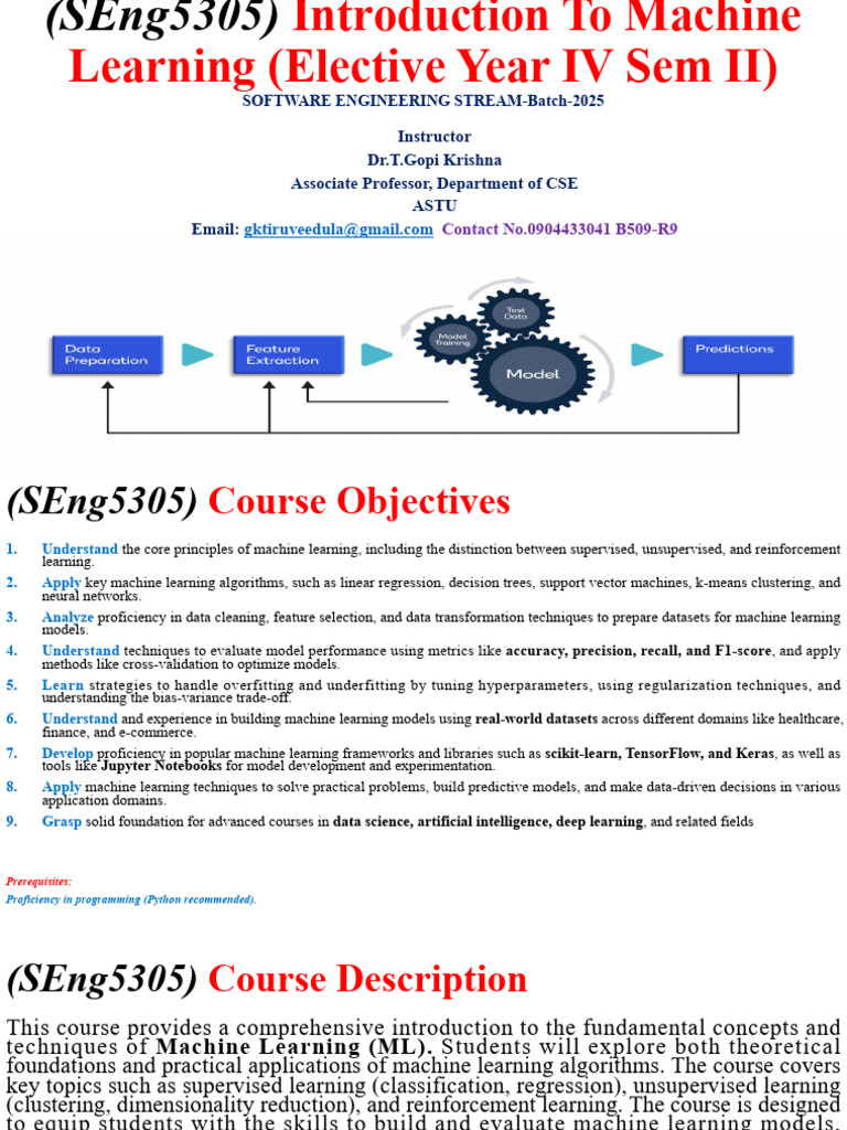 SEng5305-chap-1-Introduction To ML | PDF | Machine Learning | Deep Learning