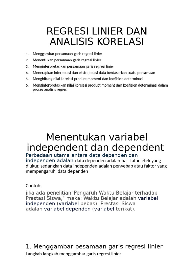 Analisis Regresi Linier dan Korelasi | PDF