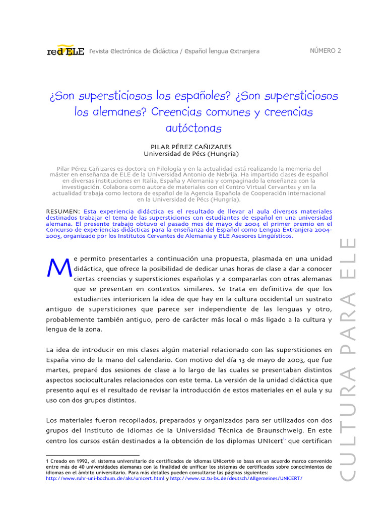 Supersticiones en España y Alemania | PDF | Supersticiones | Segundo ...