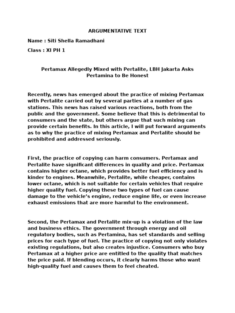 argumentative text shella | PDF