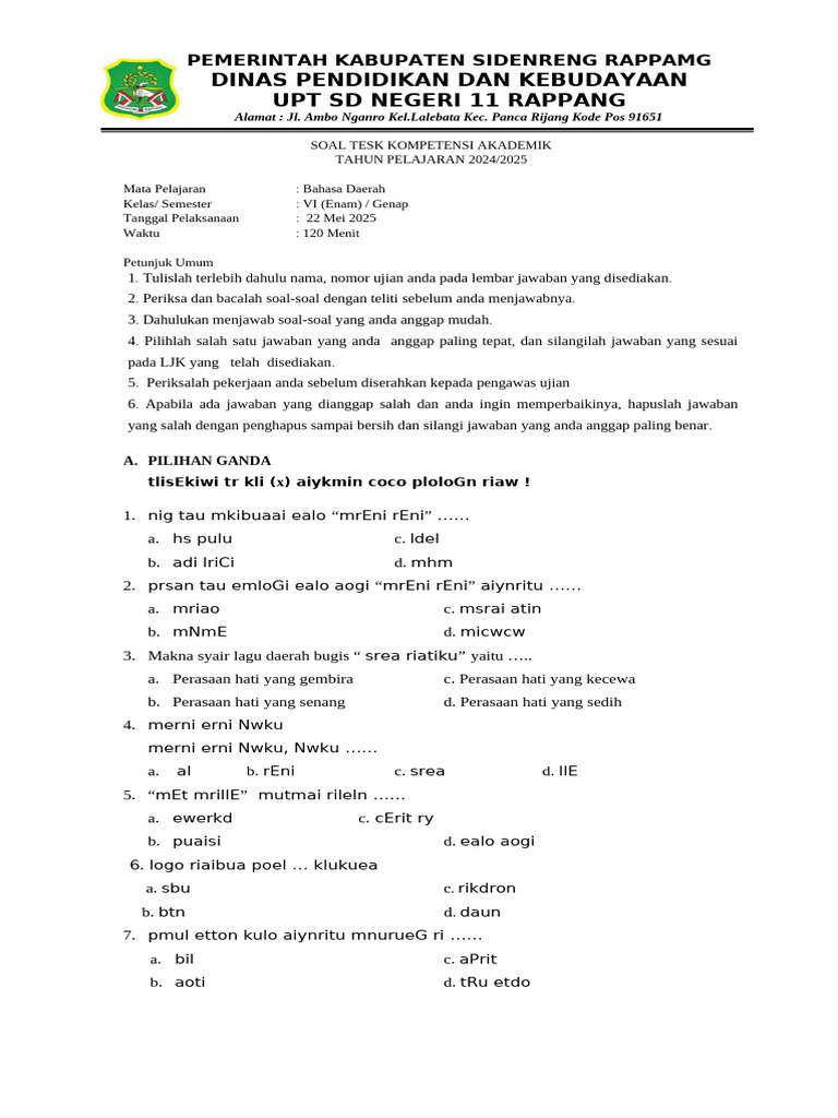 Bhs Daerah Tka 2025 | PDF