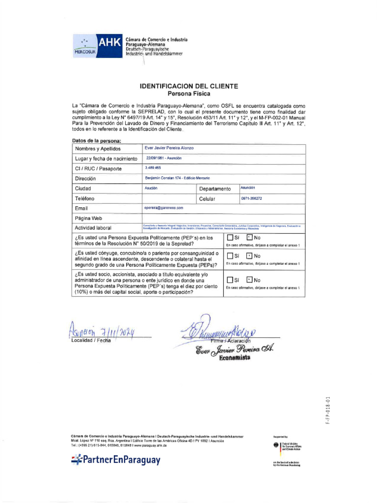 Identificación Del Cliente | PDF