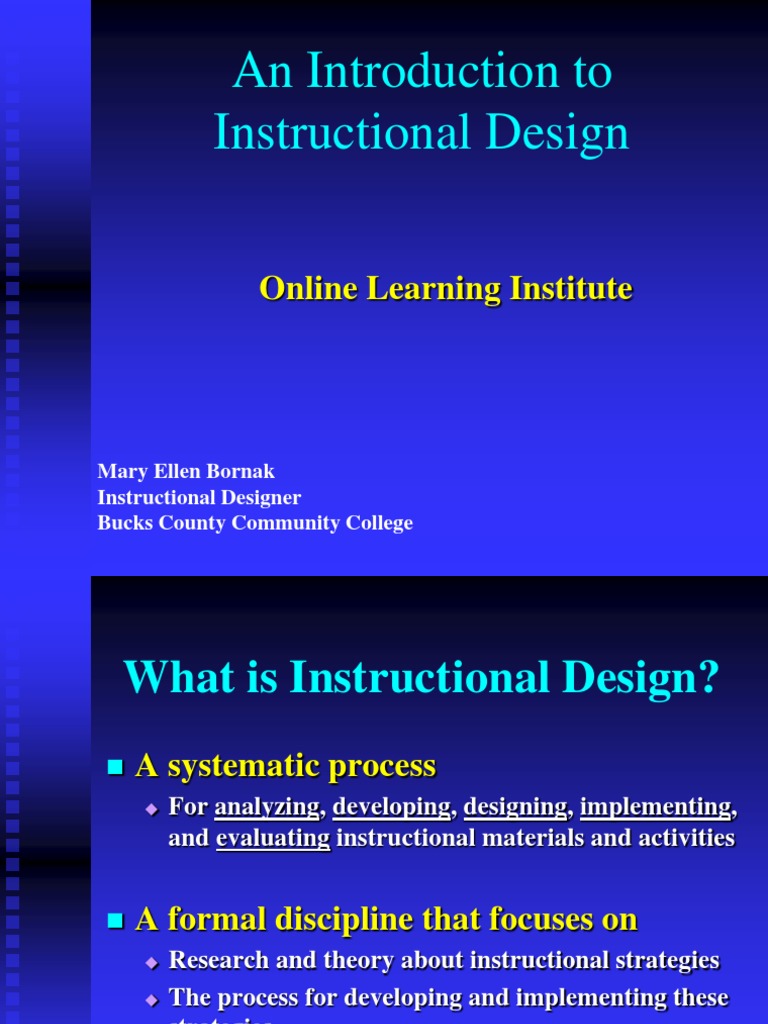 An Introduction To Instructional Design: Online Learning Institute ...