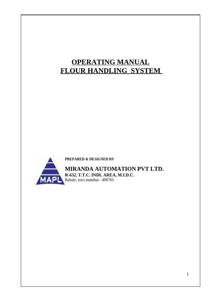 Allen Foods Flour System Manual | PDF | Valve | Switch